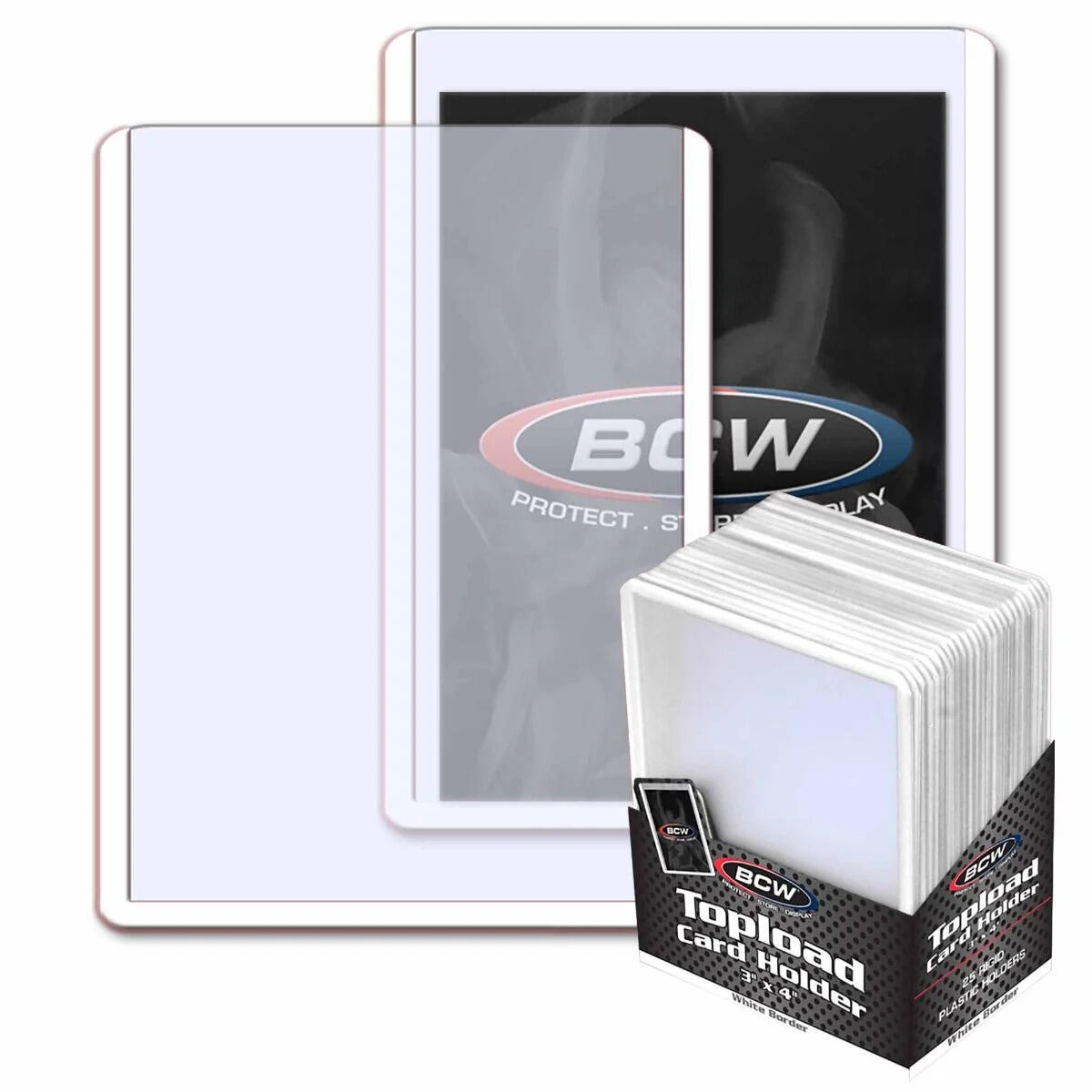 3" x 4" Topload Card Holder - Standard White Border (25-Count) - BCW Toploaders - Collectible ...