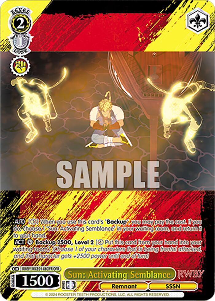 Sun: Activating Semblance (OFR) - RWBY Premium Booster - Weiss Schwarz