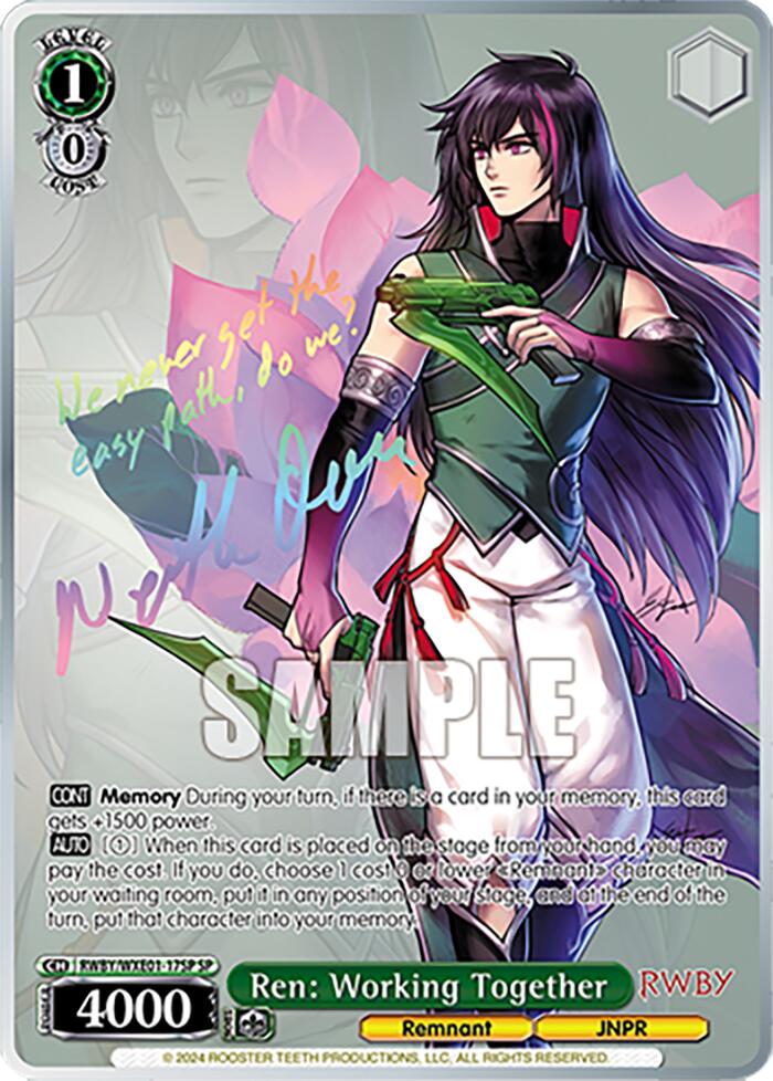 Ren: Working Together (SP) - RWBY Premium Booster - Weiss Schwarz