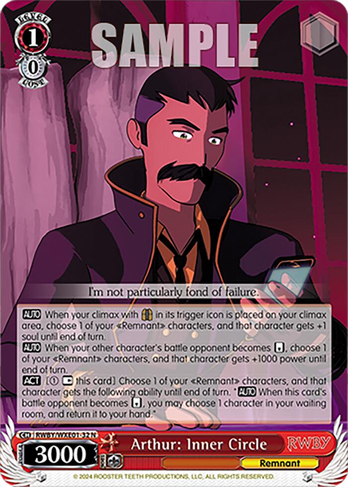 Arthur: Inner Circle - RWBY Premium Booster - Weiss Schwarz Arthur: Inner Circle - RWBY Premium Booster - Weiss Schwarz