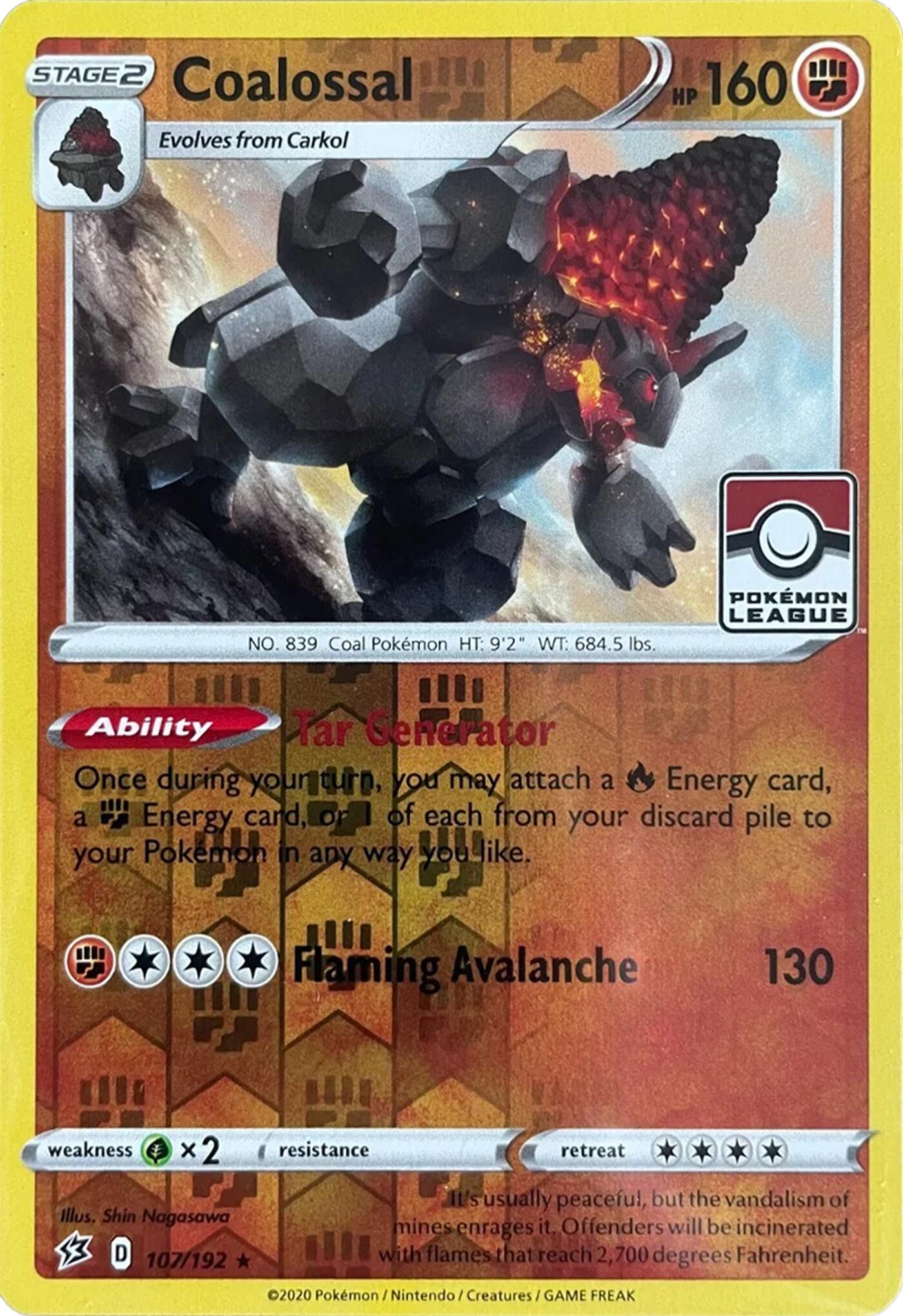 Coalossal - 107/192 (League Promo) - League & Championship Cards - Pokemon