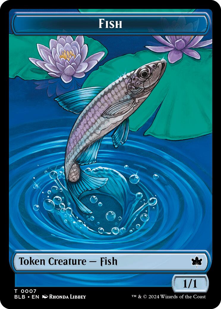 Fish // Iridescent Vinelasher Double-Sided Token - Bloomburrow - Magic ...