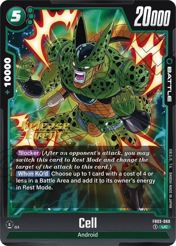 Cell - FB03-060 - Raging Roar Release Event Cards - Dragon Ball Super ...