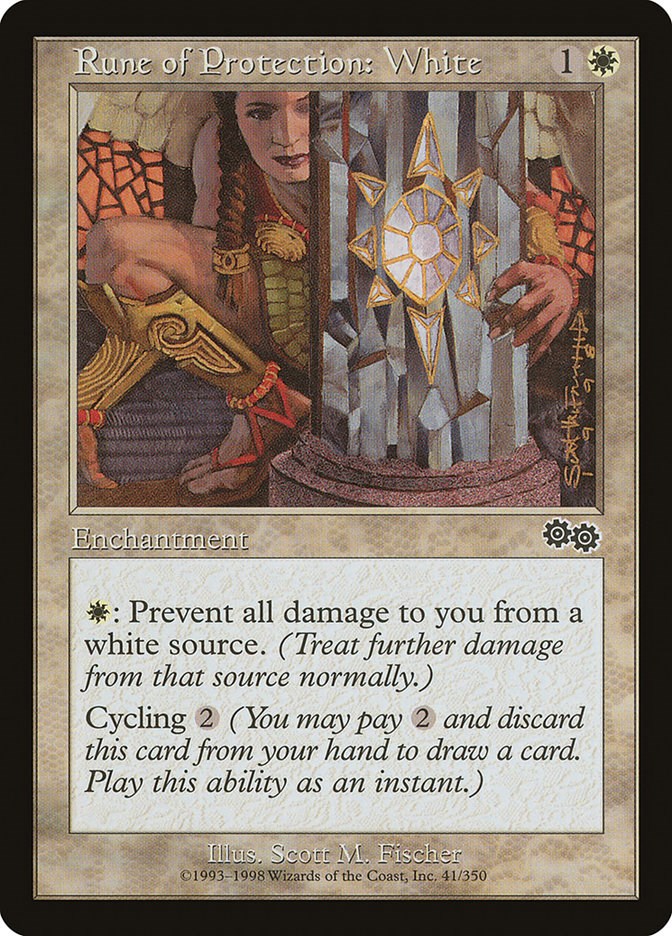 Rune of Protection: White - Urza's Saga - Magic: The Gathering
