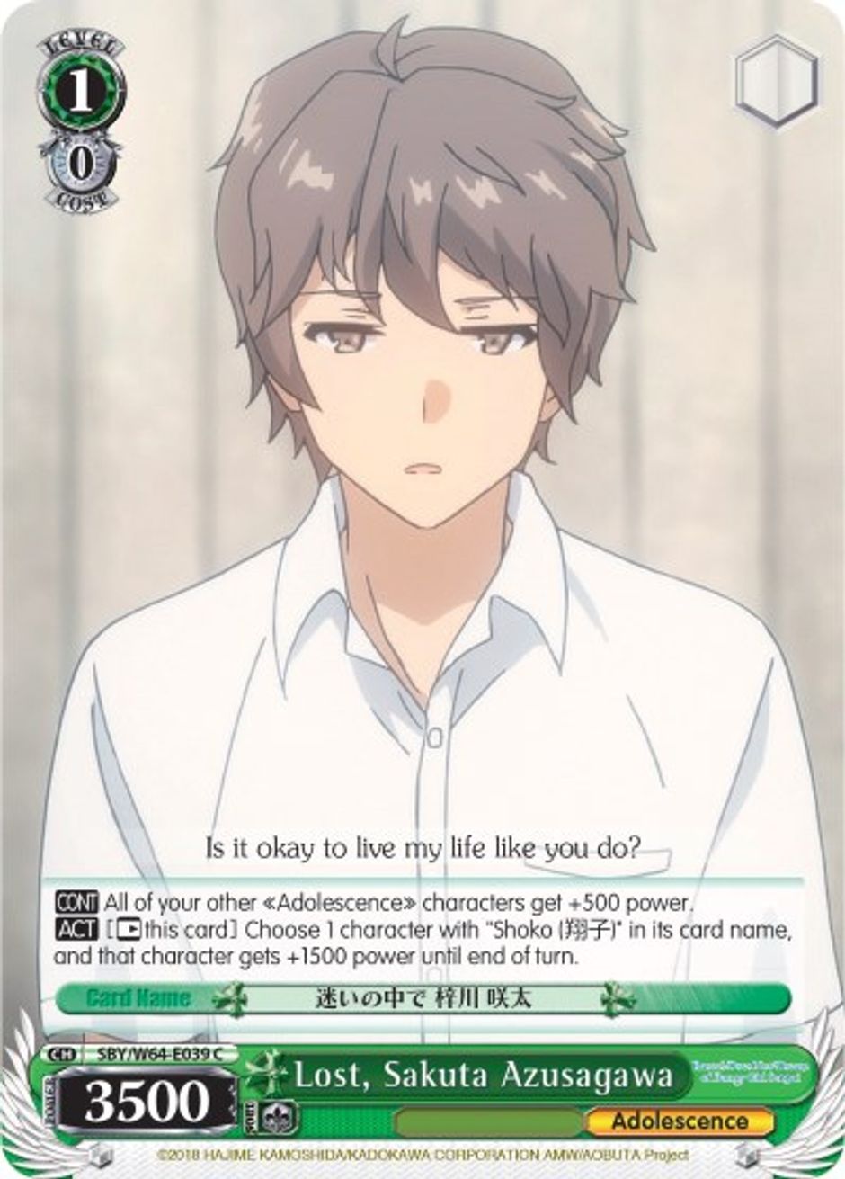 Lost, Sakuta Azusagawa - Rascal Does Not Dream of Bunny Girl Senpai ...