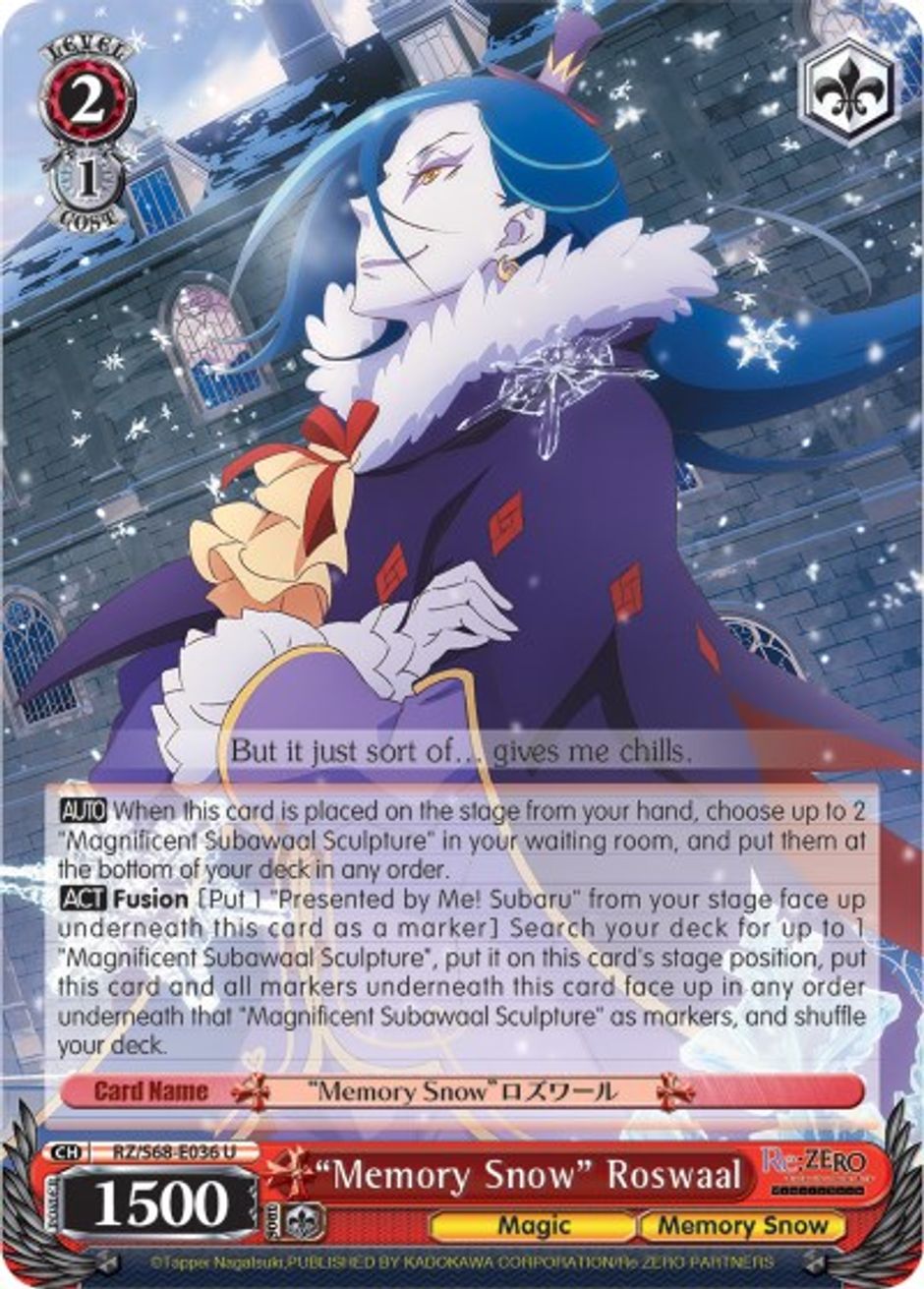 "Memory Snow" Roswaal - Re:ZERO Memory Snow - Weiss Schwarz