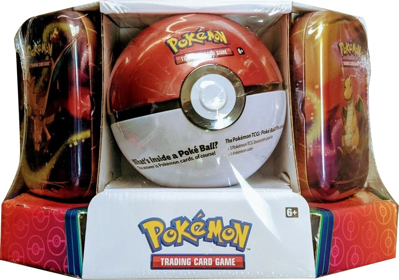 Pokemon - Poke Ball Tin + 2 Kanto Power Mini Tins - Poke Ball ...