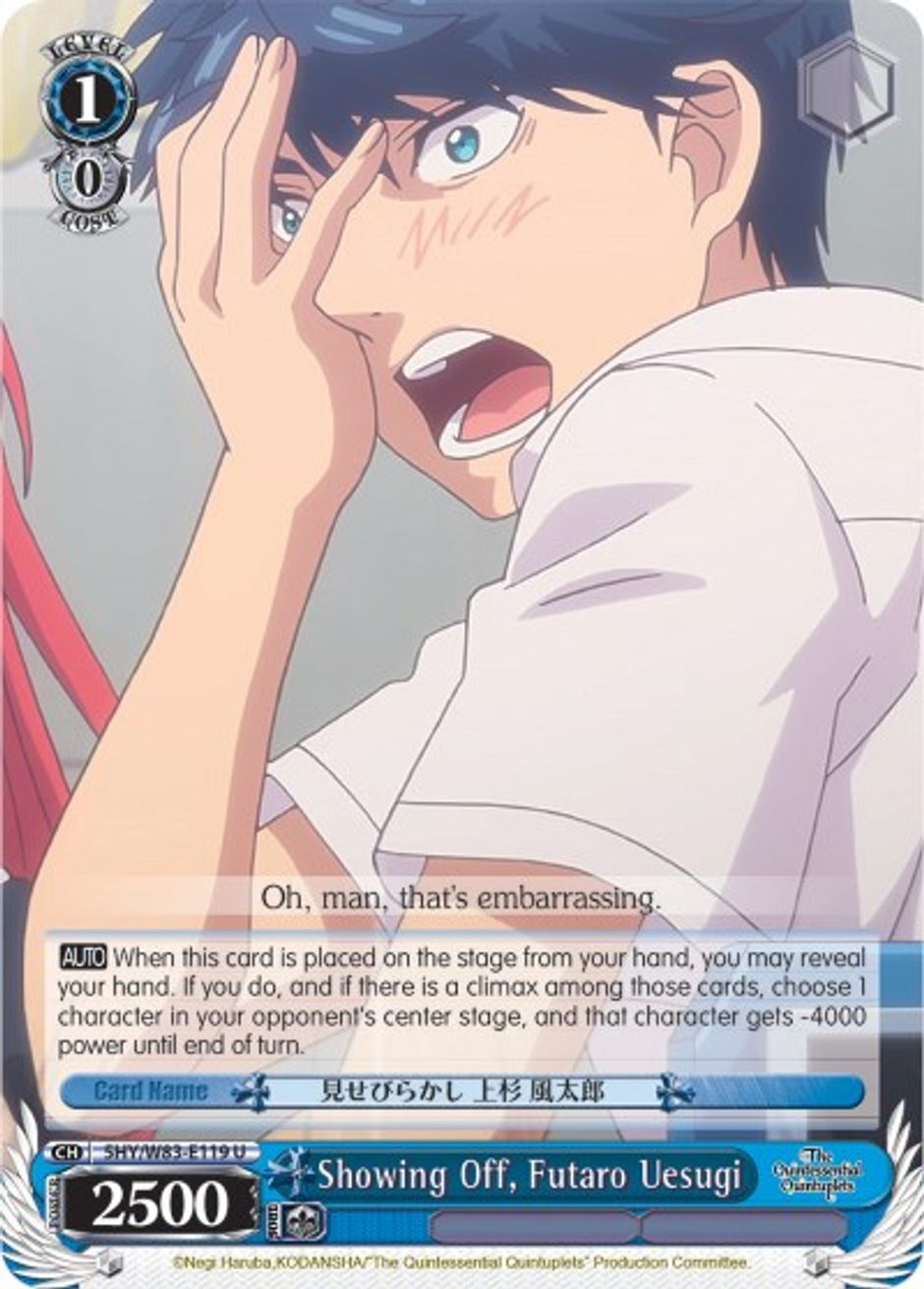 Showing Off, Futaro Uesugi - The Quintessential Quintuplets - Weiss Schwarz