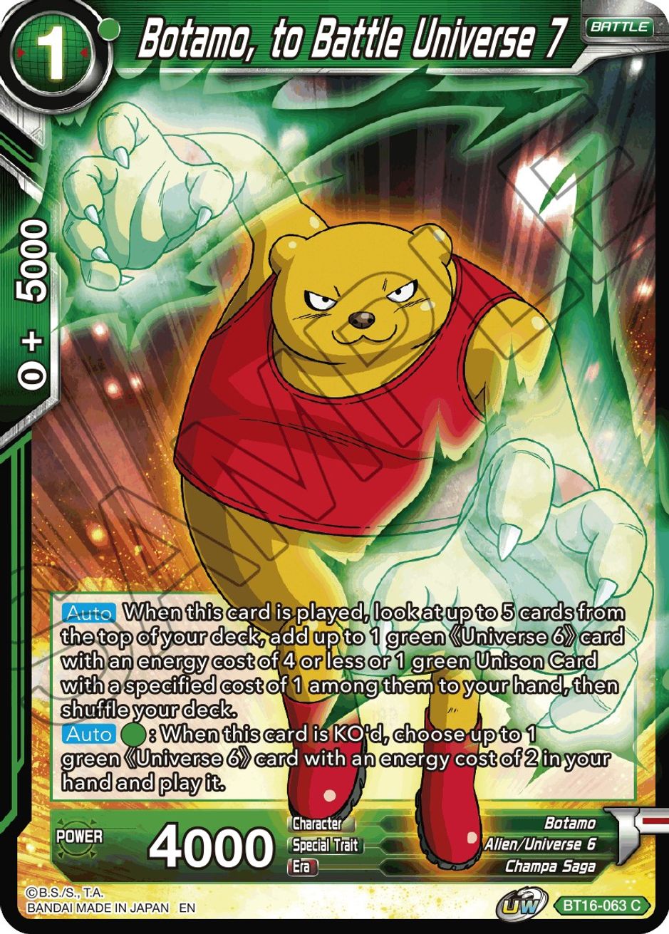 Botamo, to Battle Universe 7 - Realm of the Gods - Dragon Ball Super CCG