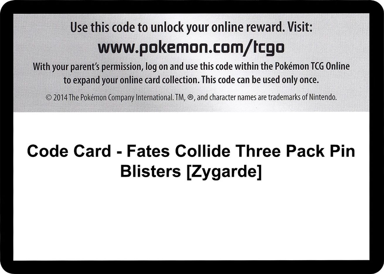 Code Card - Fates Collide Three Pack Pin Blisters [Zygarde] - XY ...