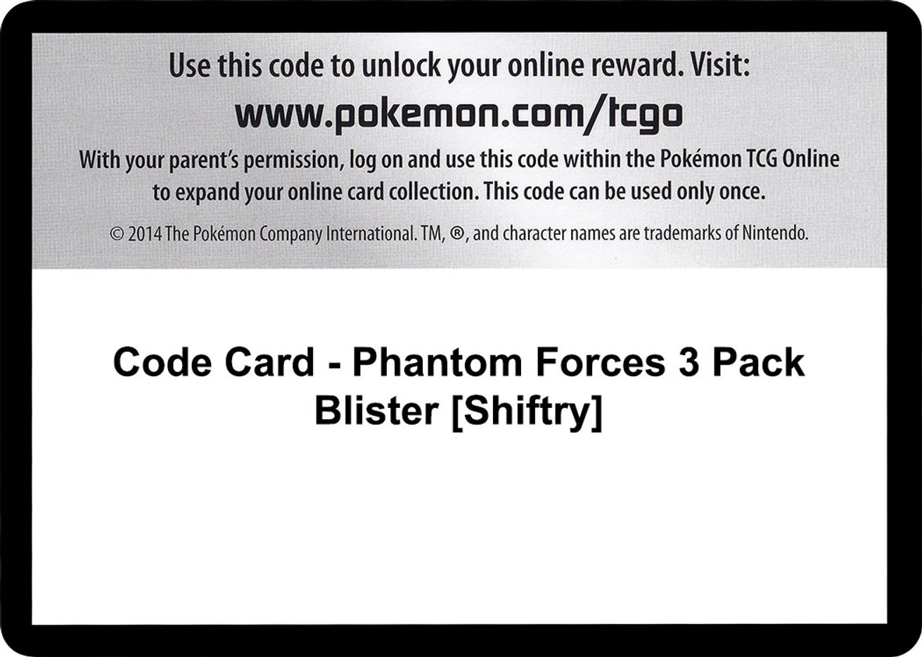 Code Card - Phantom Forces 3 Pack Blister [Shiftry] - XY - Phantom ...