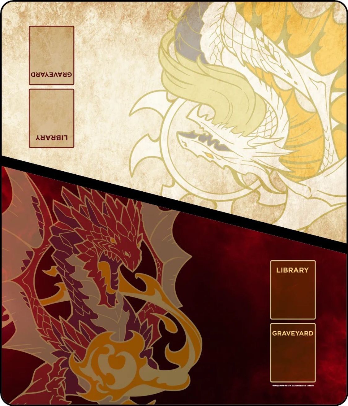 GamerMats Playmat - White Red Dragon 2-Player XL Playmat (Magic ...