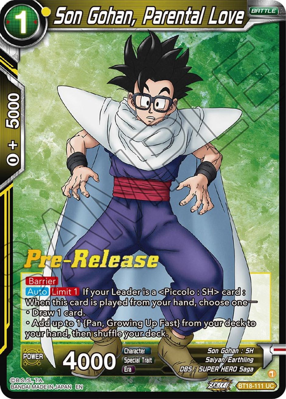Son Gohan, Parental Love - Dawn of the Z-Legends Pre-Release Cards - Dragon Ball Super CCG