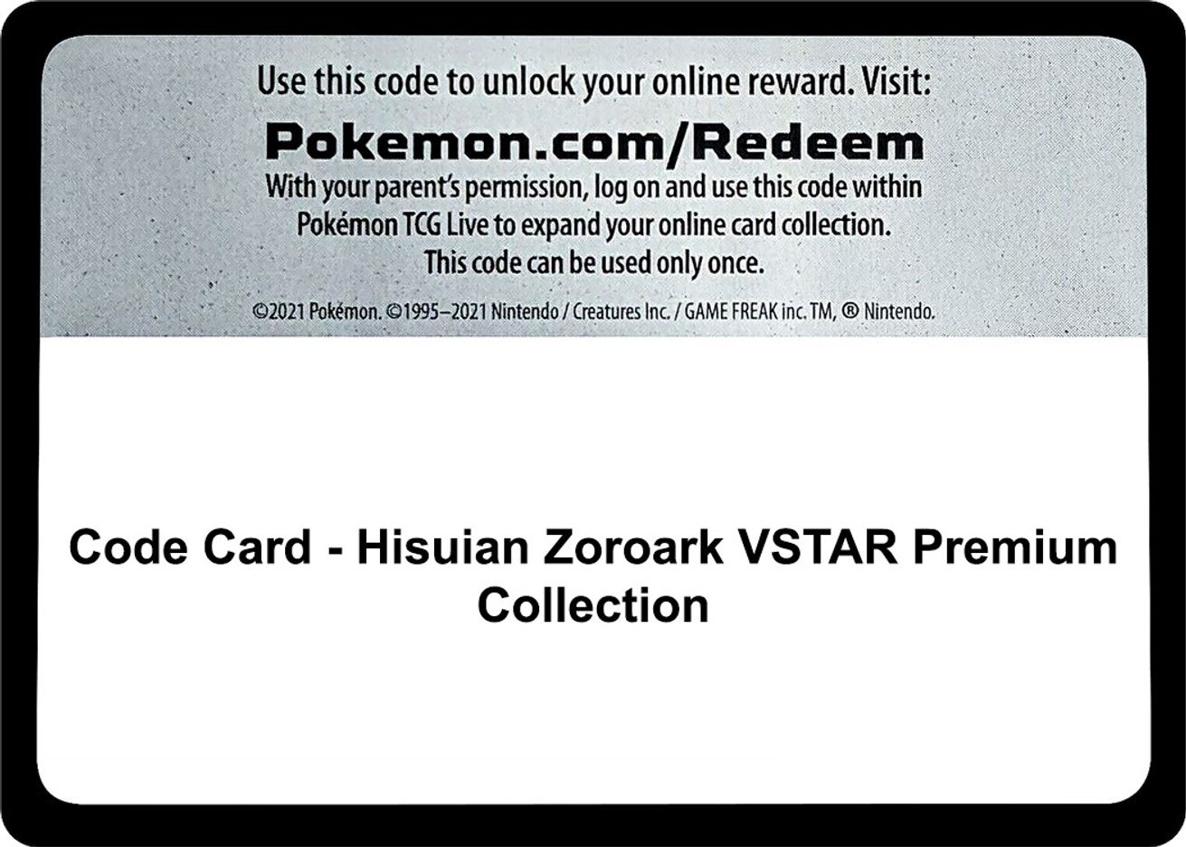 Code Card - Hisuian Zoroark VSTAR Premium Collection - SWSH11: Lost ...