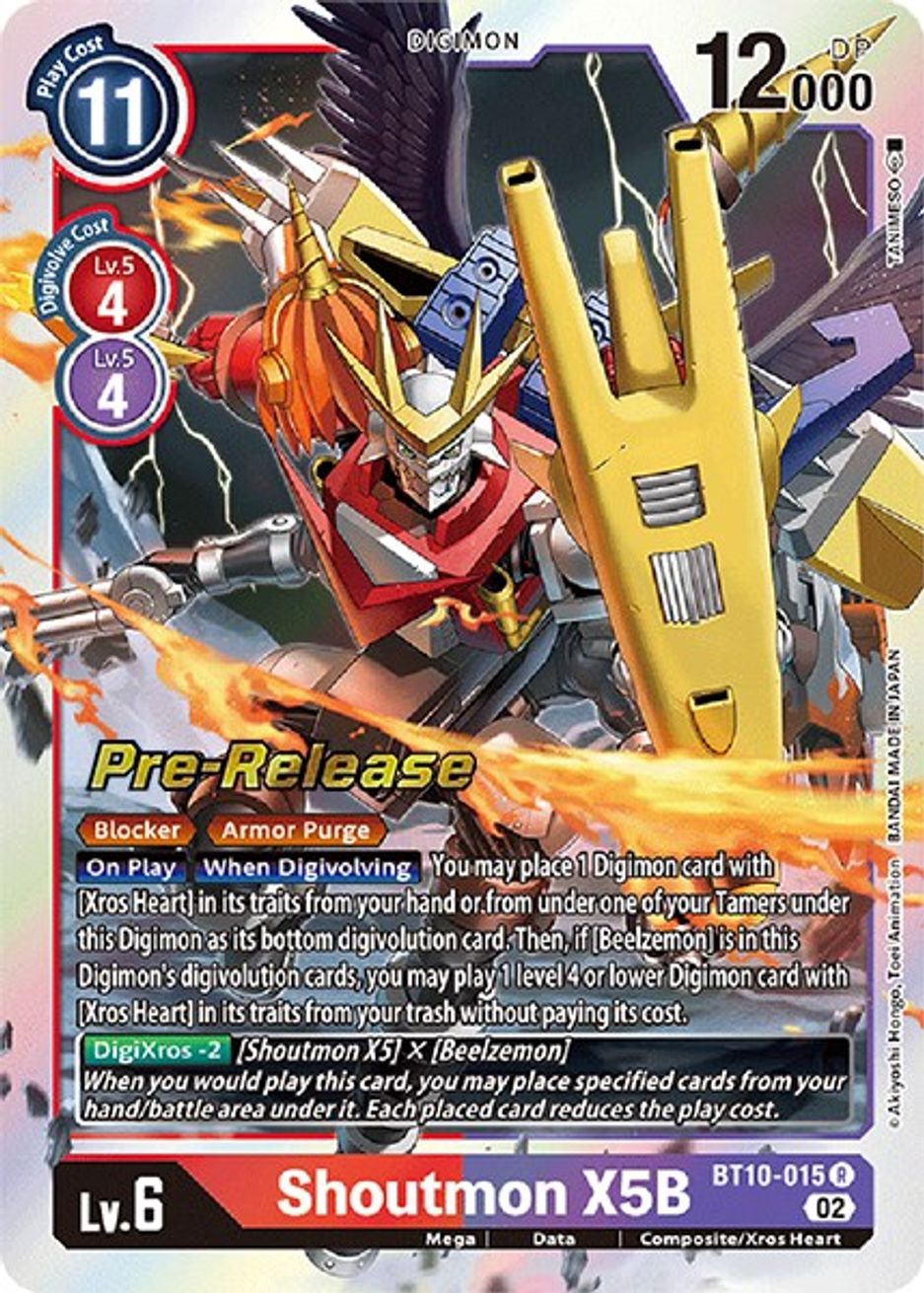 Shoutmon X5B - Xros Encounter Pre-Release Cards - Digimon Card Game