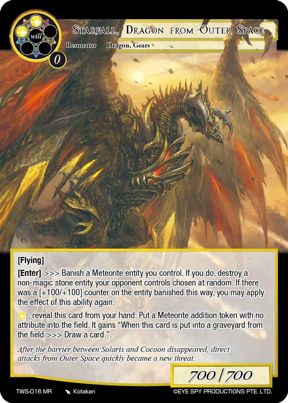 Starfall, Dragon from Outer Space - The War of the Suns - Force of Will