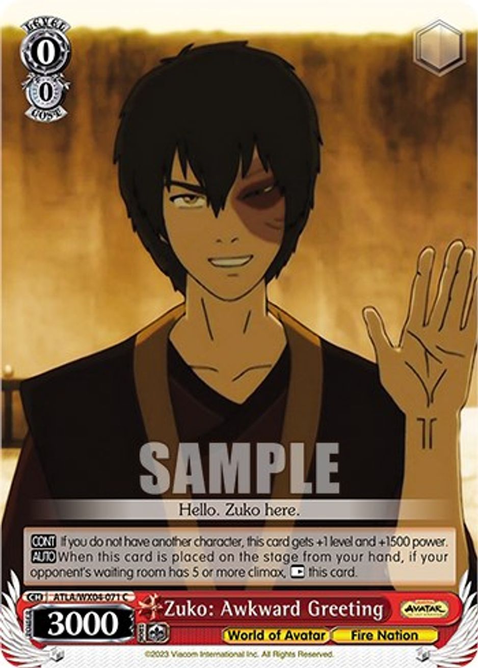 Zuko: Awkward Greeting - Avatar: The Last Airbender - Weiss Schwarz