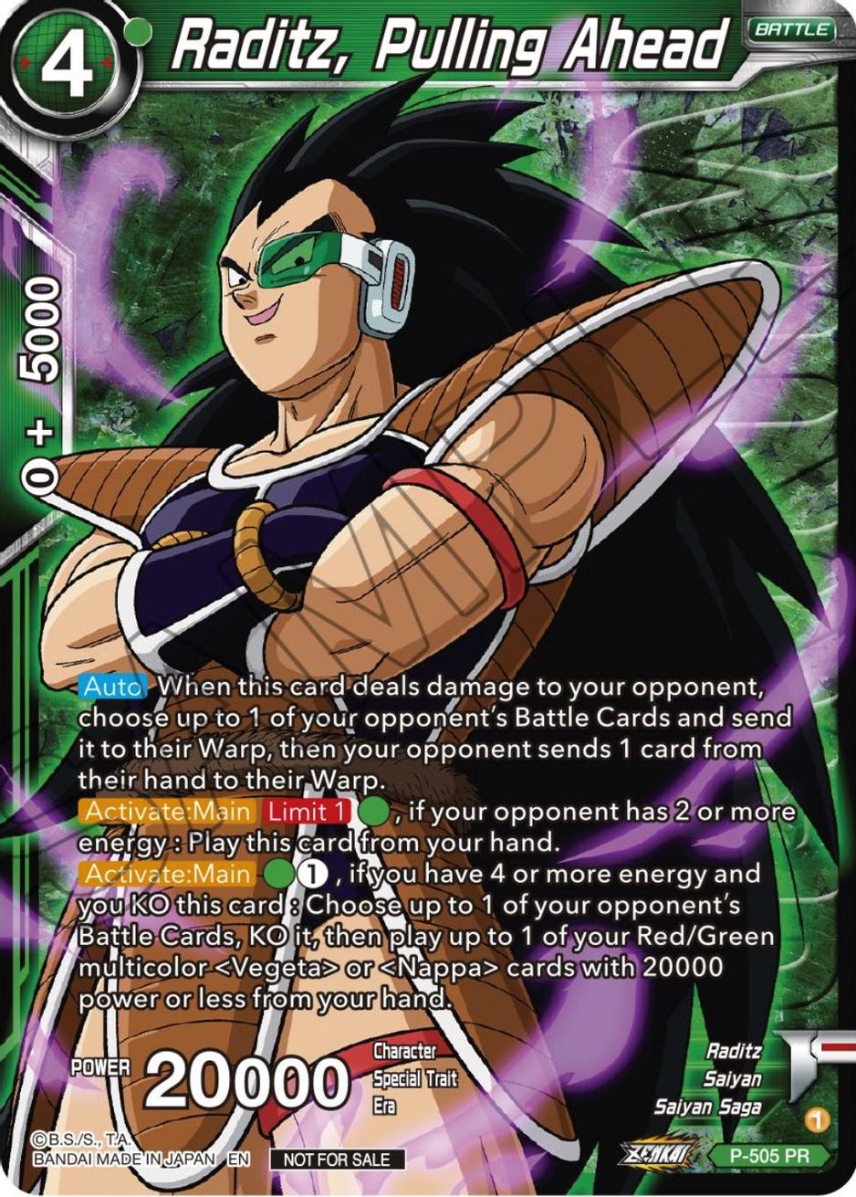 Raditz, Pulling Ahead (Zenkai Series Tournament Pack Vol.4 Winner) - Tournament Promotion Cards ...