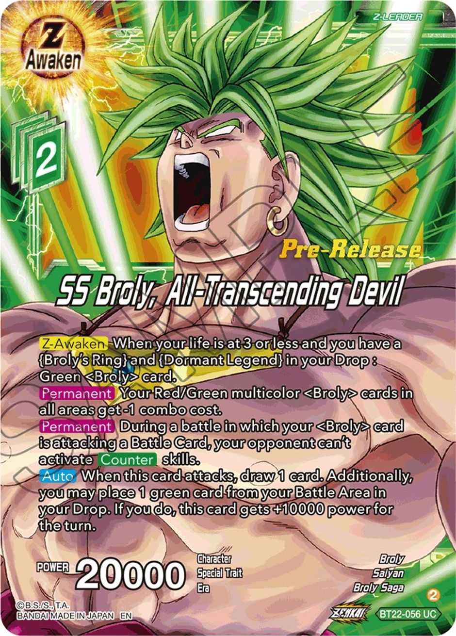 SS Broly, All-Transcending Devil - Critical Blow Pre-Release Cards ...