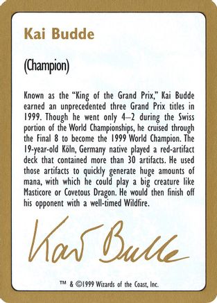 1999 Kai Budde Biography Card - World Championship Decks - Magic: The ...