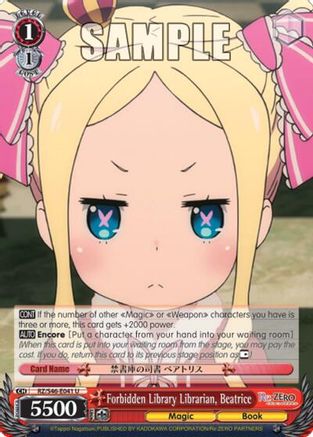 Forbidden Library Librarian, Beatrice - Re:ZERO - Weiss Schwarz