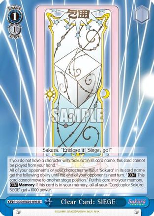 Clear Card: SIEGE - Cardcaptor Sakura: Clear Card - Weiss Schwarz