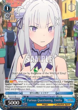 Furious Questioning, Emilia - Re:ZERO Vol.2 - Weiss Schwarz