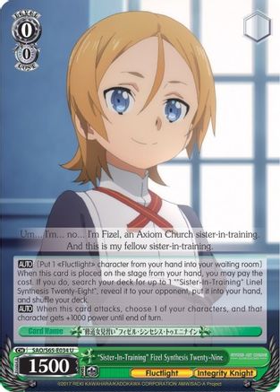 "Sister-In-Training" Fizel Synthesis Twenty-Nine - Sword Art Online ...