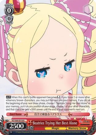 Beatrice Trying Her Best Alone - Re:ZERO Memory Snow - Weiss Schwarz