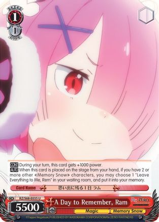 A Day to Remember, Ram - Re:ZERO Memory Snow - Weiss Schwarz