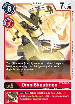OmniShoutmon - Battle of Omni - Digimon Card Game