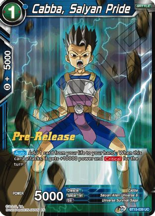Cabba, Saiyan Pride - Saiyan Showdown Pre-Release Cards - Dragon Ball ...