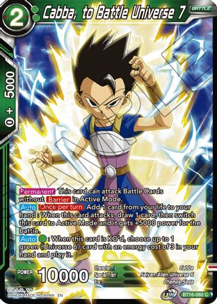 Cabba, to Battle Universe 7 - Realm of the Gods - Dragon Ball Super CCG