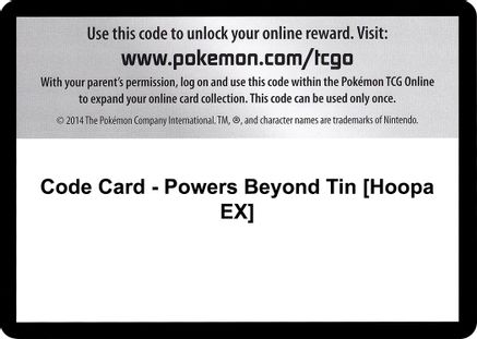 Code Card - Powers Beyond Tin [Hoopa EX] - XY - Ancient Origins - Pokemon