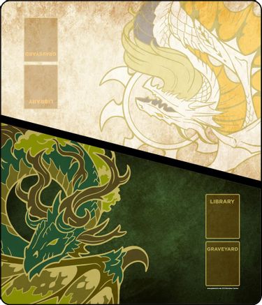 GamerMats Playmat - Green White Dragon 2-Player XL Playmat (Magic ...