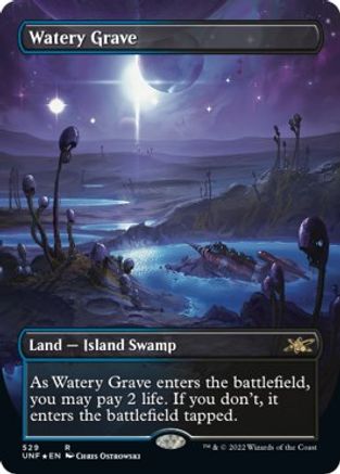 Watery Grave (Borderless) (Galaxy Foil) - Unfinity - Magic: The Gathering