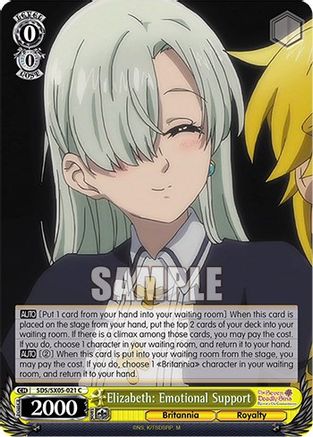 Elizabeth: Emotional Support - The Seven Deadly Sins: Revival of The Commandments - Weiss Schwarz