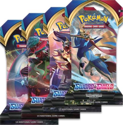 Sword And Shield Base Set Sleeved Booster Pack Art Bundle [Set of 4 ...