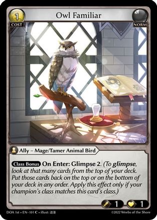 Owl Familiar - Dawn of Ashes 1st Edition - Grand Archive TCG