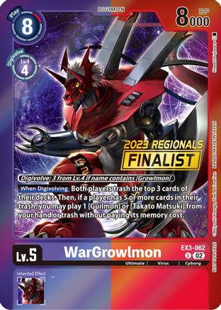 WarGrowlmon (2023 Regionals Finalist) - Draconic Roar - Digimon Card Game