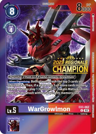 WarGrowlmon (2023 Regionals Champion) - Draconic Roar - Digimon Card Game