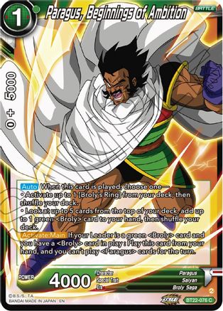 Paragus, Beginnings of Ambition - Critical Blow - Dragon Ball Super CCG