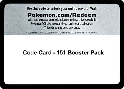 Code Card - 151 Booster Pack - SV: Scarlet & Violet 151 - Pokemon