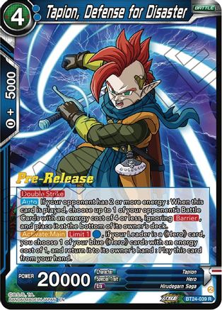 Tapion, Defense for Disaster - Beyond Generations Pre-Release Cards - Dragon Ball Super: Masters