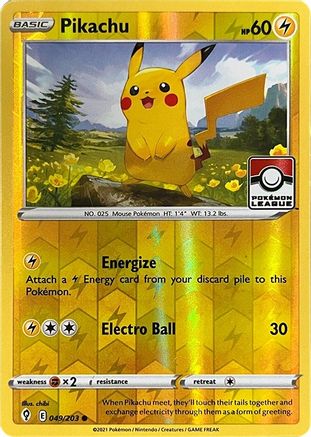 Pikachu - 049/203 (Pokemon League) - League & Championship Cards - Pokemon