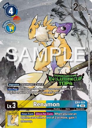 Renamon - EX4-024 (2024 Evolution Cup Top 4) - Alternative Being Booster - Digimon Card Game