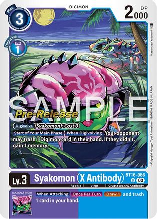 Syakomon (X Antibody) - Beginning Observer Pre-Release Cards - Digimon ...