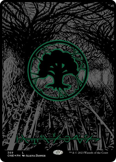 Forest (Phyrexian) - Full Art (Oil Slick Raised Foil) - Phyrexia: All ...