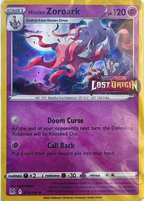 Hisuian Zoroark - 076/196 (Lost Origin Stamped) - Miscellaneous Cards & Products - Pokemon