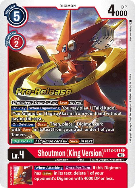 Shoutmon (King Version) - Across Time Pre-Release Cards - Digimon Card Game